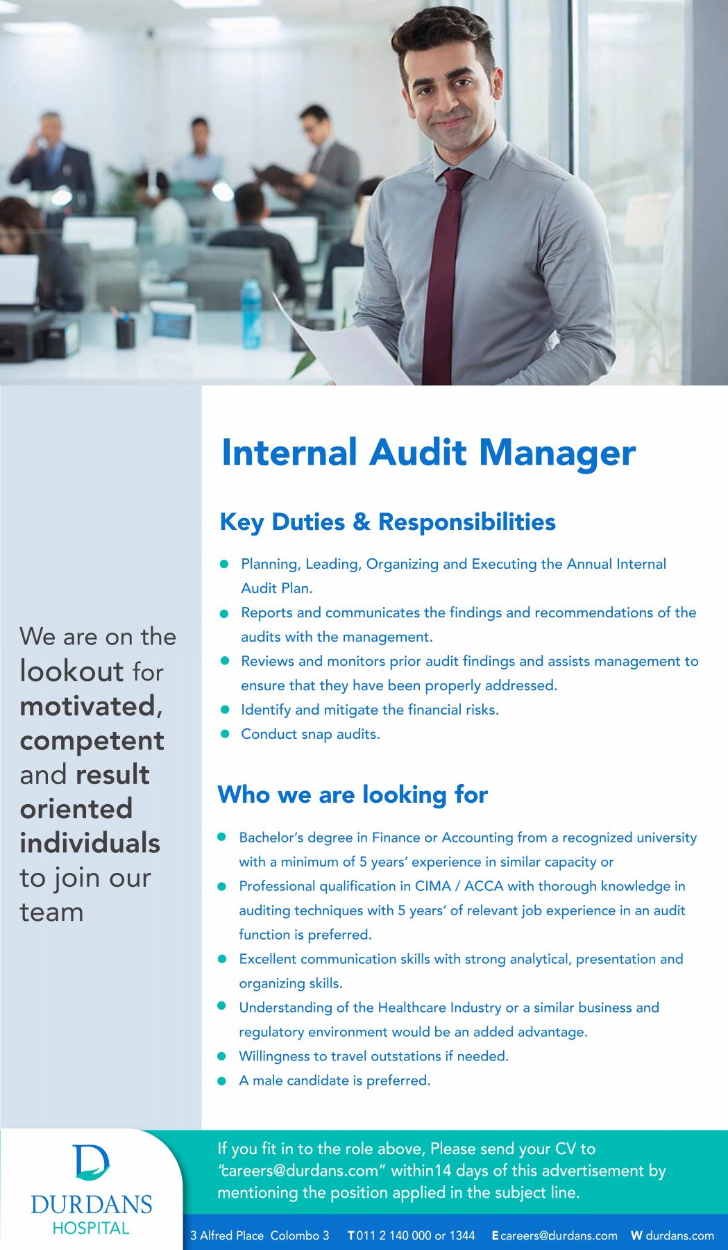 Internal Audit Manager - Durdans Hospital