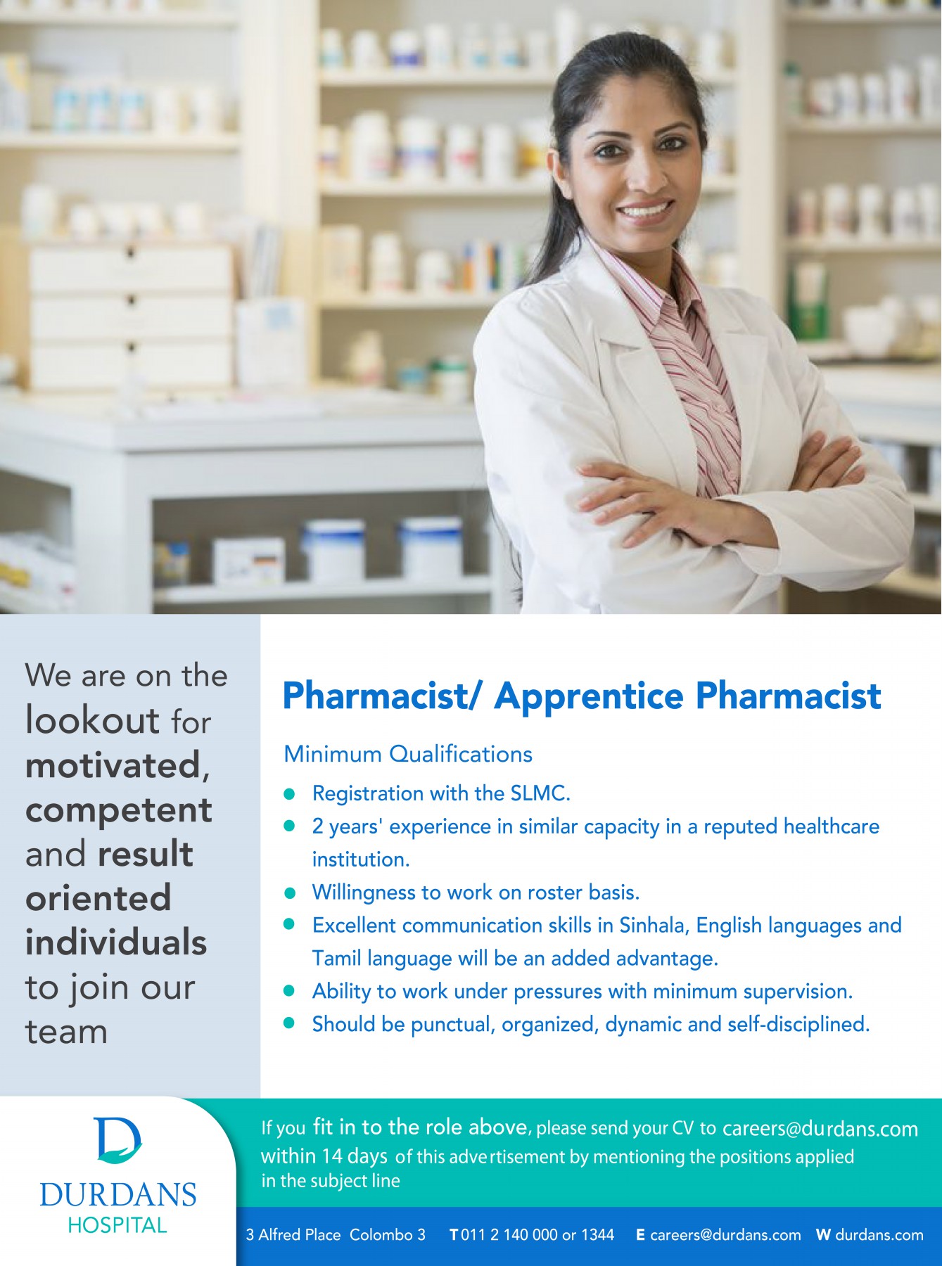 Pharmacist – Apprentice Pharmacist - Durdans Hospital